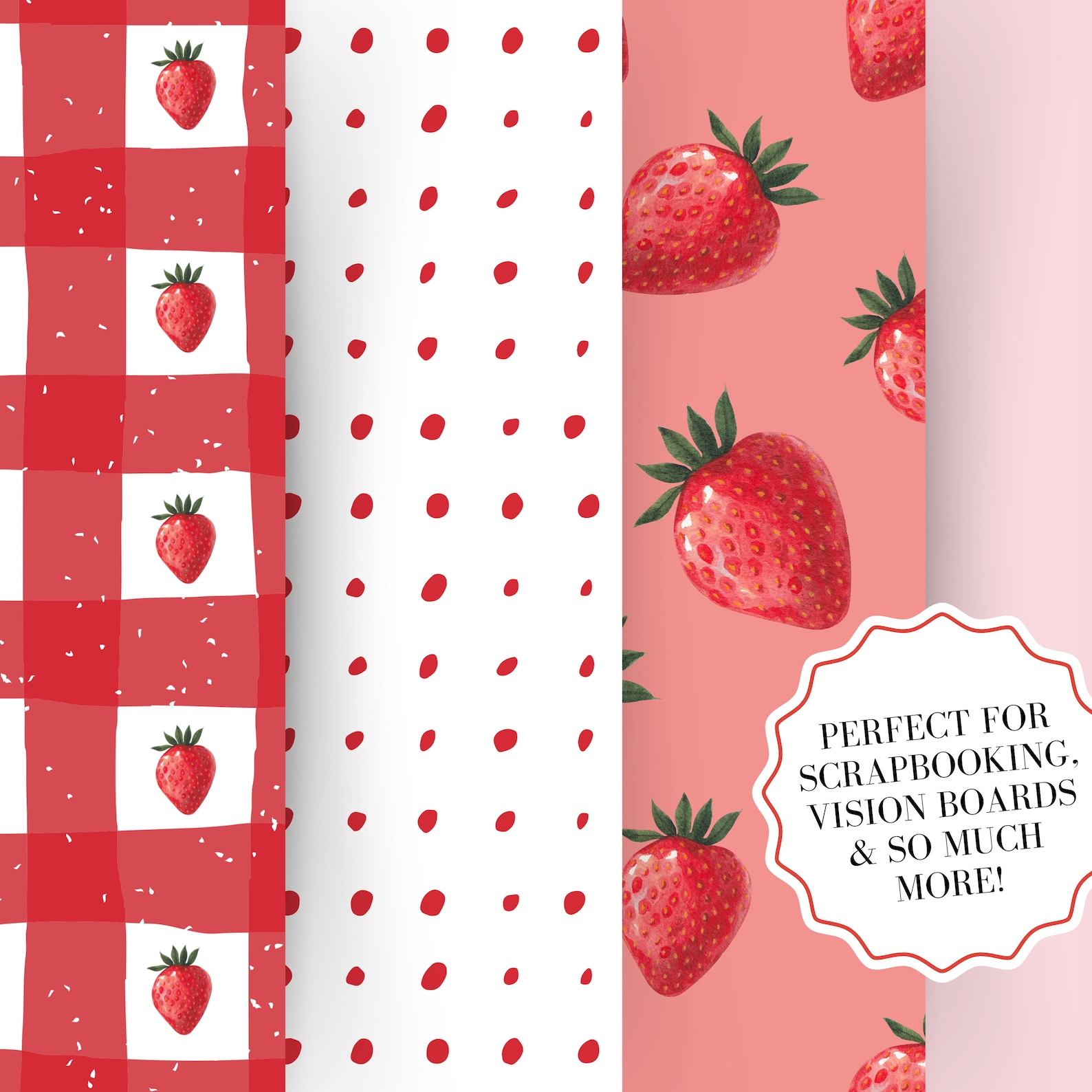 Instant Download Strawberry Digital Paper Bundle | Unique Strawberry ...