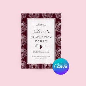 Custom Maroon Graduation Party Invitation Template | Editable ...
