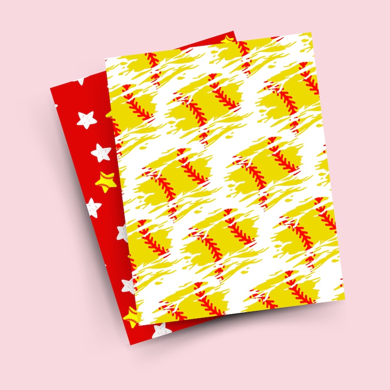 Seamless Softball Digital Paper Bundle Instant Download Girly Softball ...