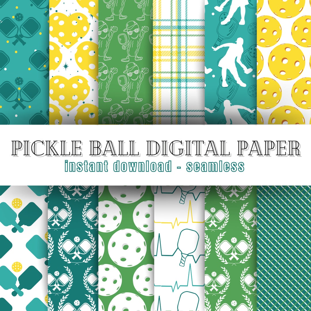 Seamless Pickle Ball Digital Paper Bundle | Instant Download, Printable ...