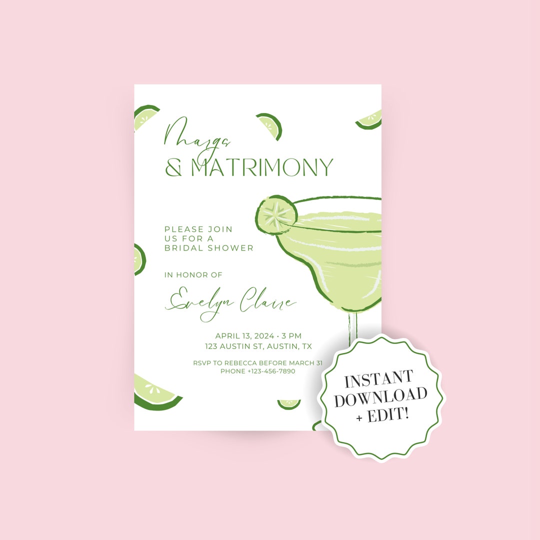Custom Margs and Matrimony Bridal Shower Invitation Template Instant ...