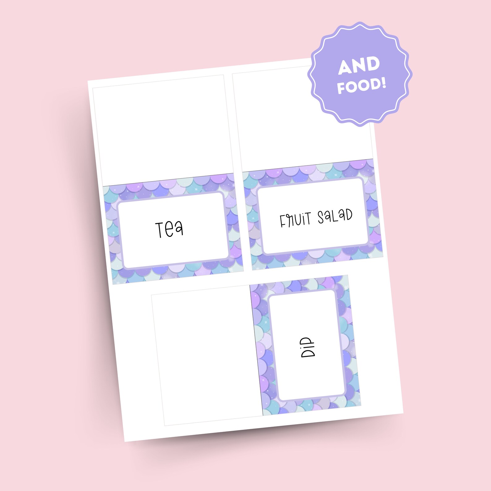 Printable Mermaid Theme Food Labels, Name and Table Cards | Instant ...