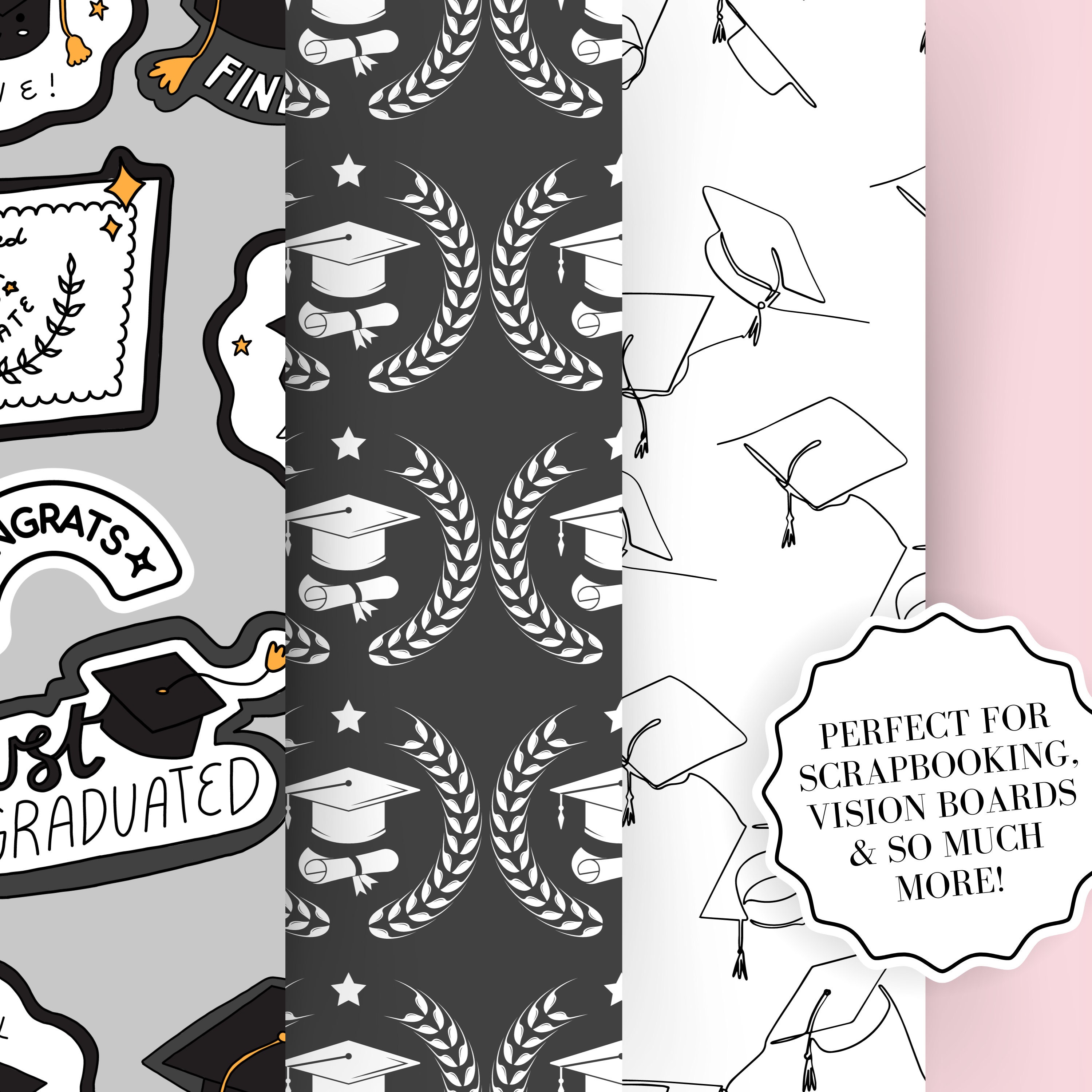 Seamless Graduation Digital Paper and Patterns Bundle Instant Download ...