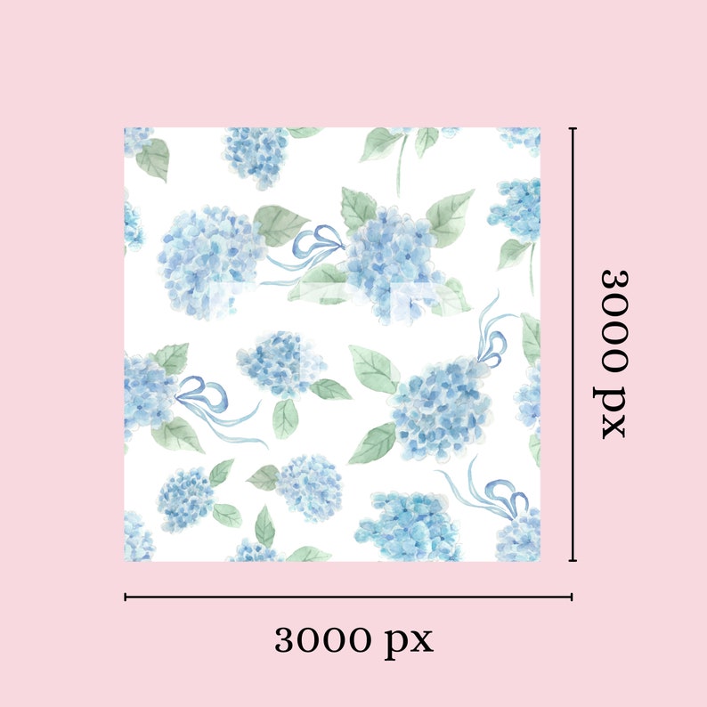 Seamless, Printable Blue Hydrangea Pattern, Digital Paper, Wall Art ...