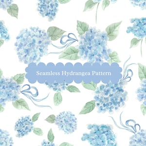 Seamless, Printable Blue Hydrangea Pattern, Digital Paper, Wall Art ...