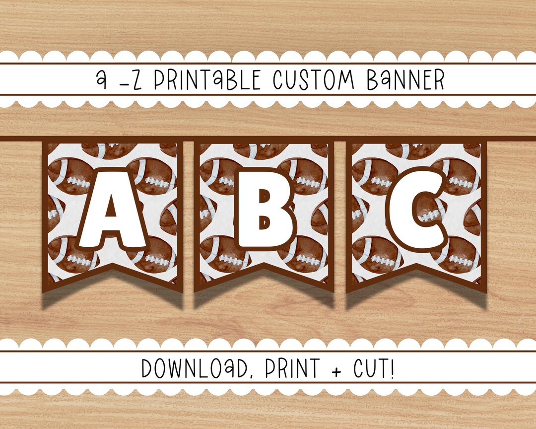 Printable Football Banner | Custom, Instant Download, Party Decorations ...