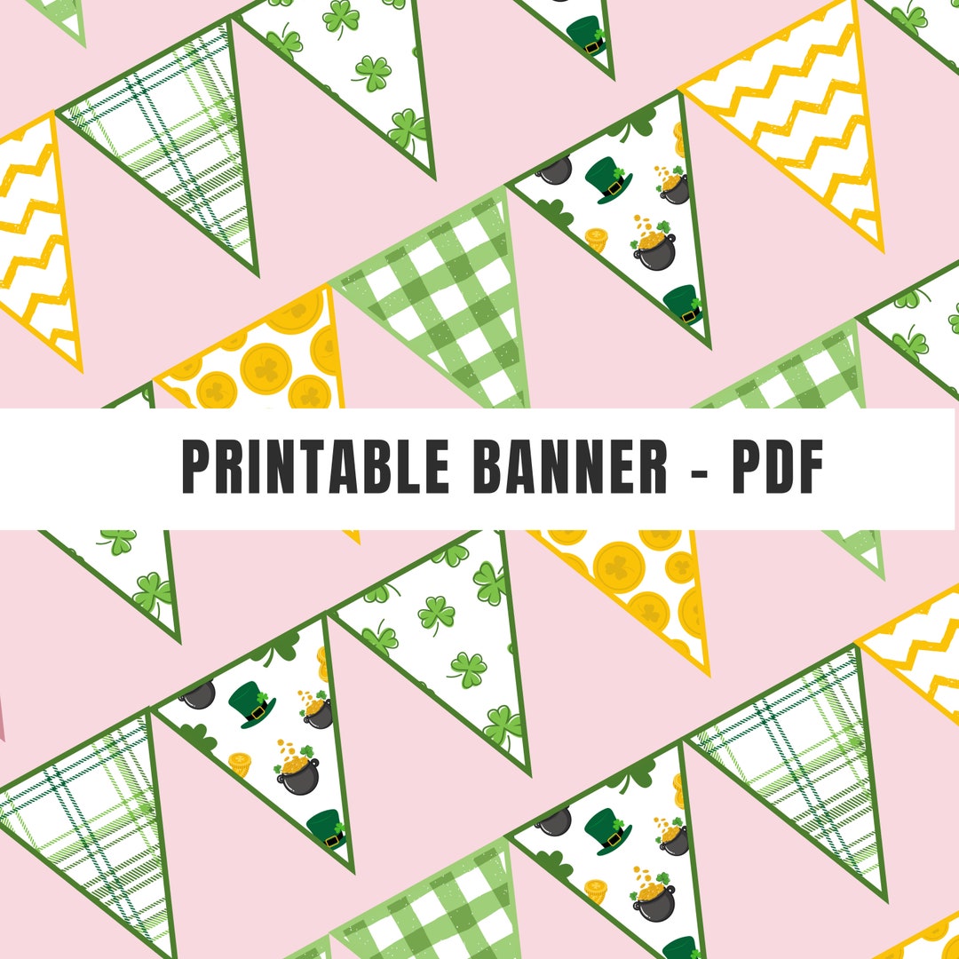St Patricks Day Printable Banner | Instant Download Green St Paddy's ...