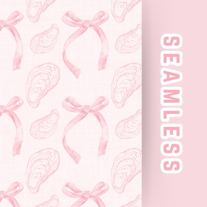 Seamless Pink Bows and Oysters Digital Pattern | Instant Download ...