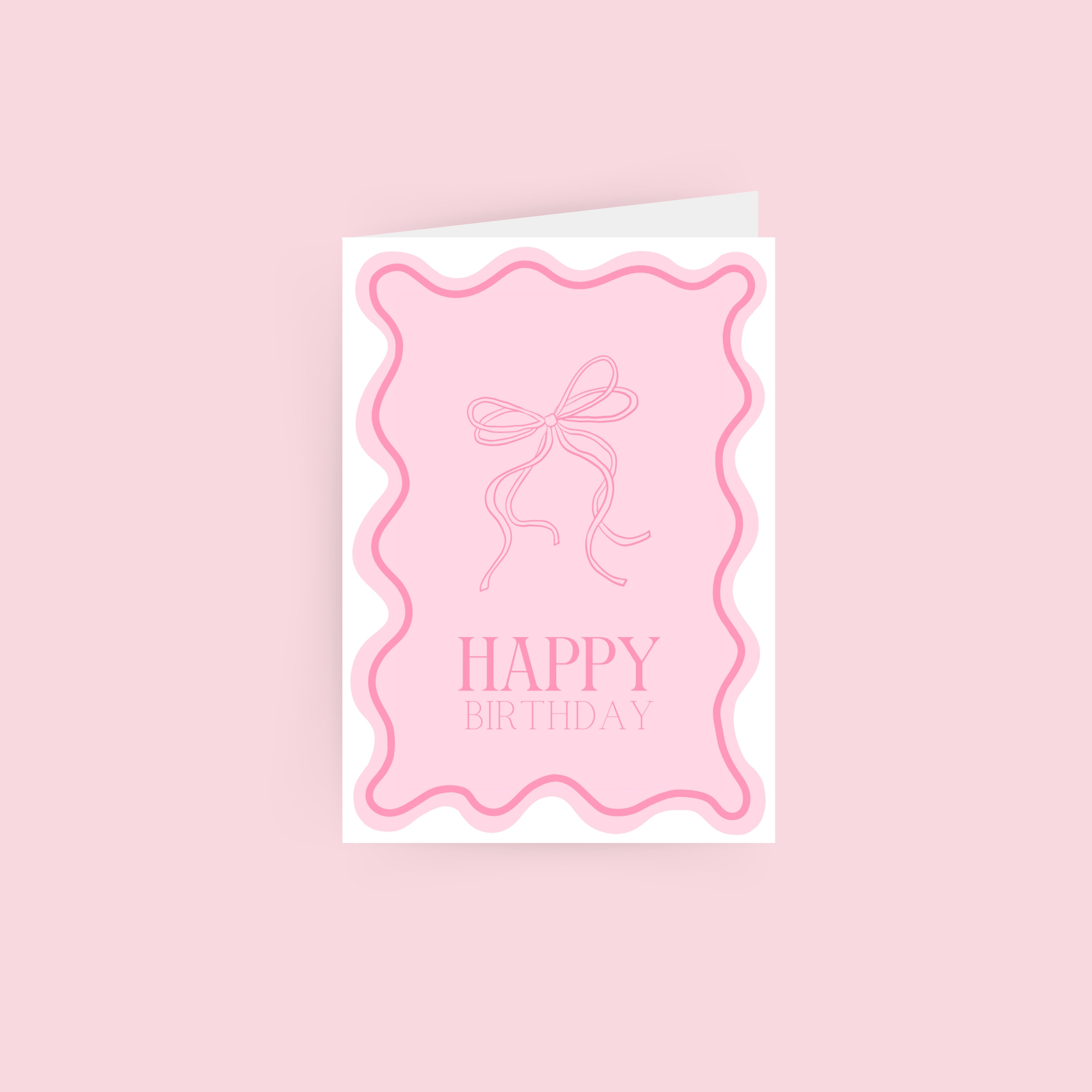 Coquette Happy Birthday Card Girly Bow Birthday Card Blank Birthday ...