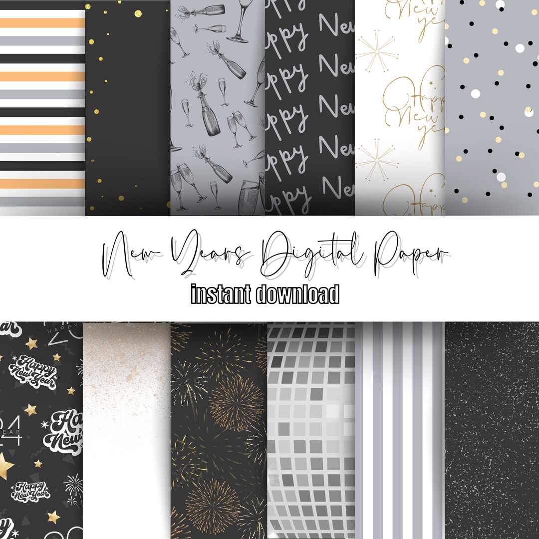 New Years Digital Paper, Scrapbooking and Crafting Paper 2024 New Years ...