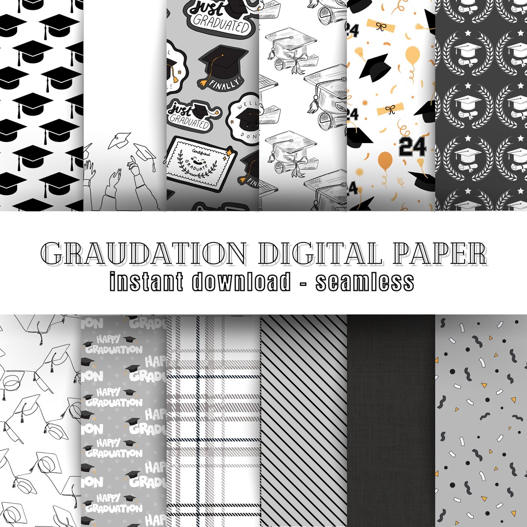 Seamless Graduation Digital Paper and Patterns Bundle | Instant ...