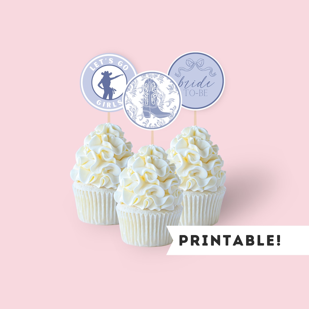 Coastal Cowgirl Bachelorette Cupcake Toppers | Blue Coastal Grandmother ...