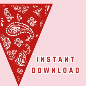 Printable Red Bandana Print Banner | Western, Cowboy, Country, Rodeo ...