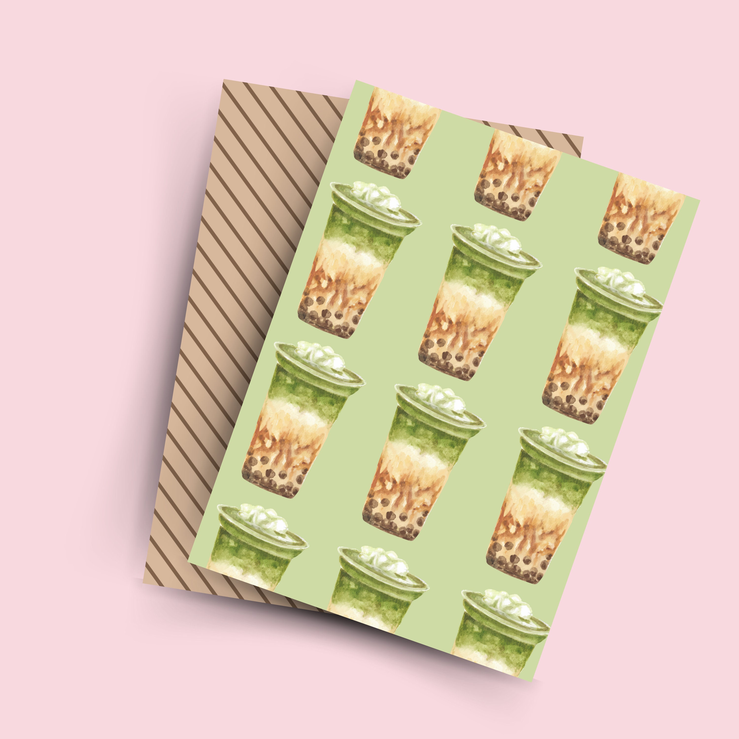 Boba Tea Themed Seamless Digital Paper Bundle Instant Download Matcha ...