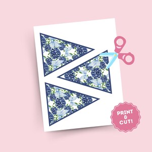 Printable Blue Hydrangea Bow Banner | Instant Download Party ...