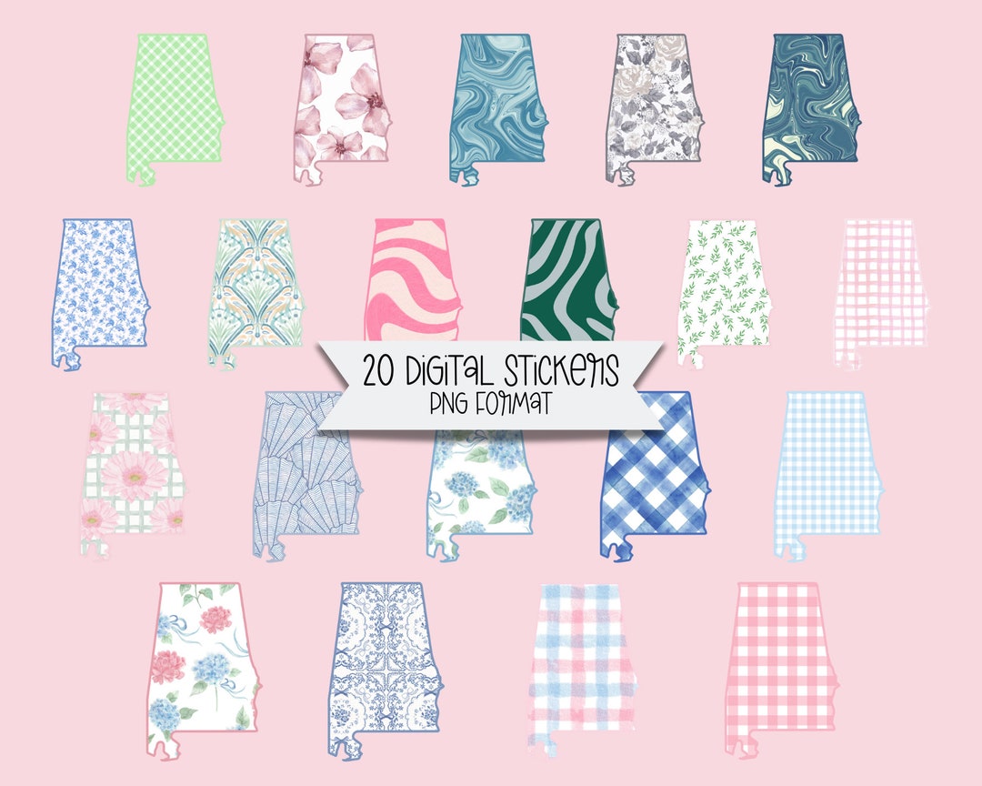 Alabama Girly Frame Outlines PNG | Instant Download State Icon Art ...