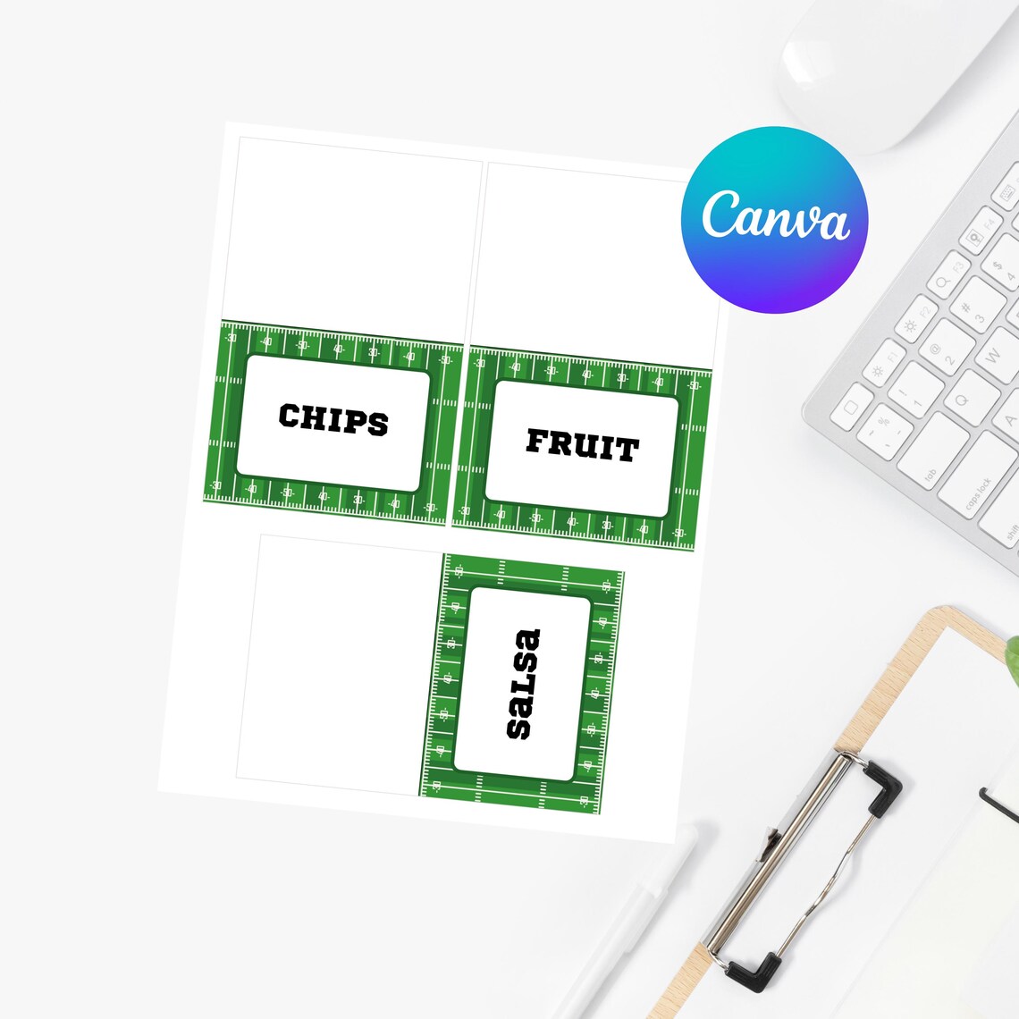 Custom, Printable Football Field Food Labels, Table and Name Cards ...