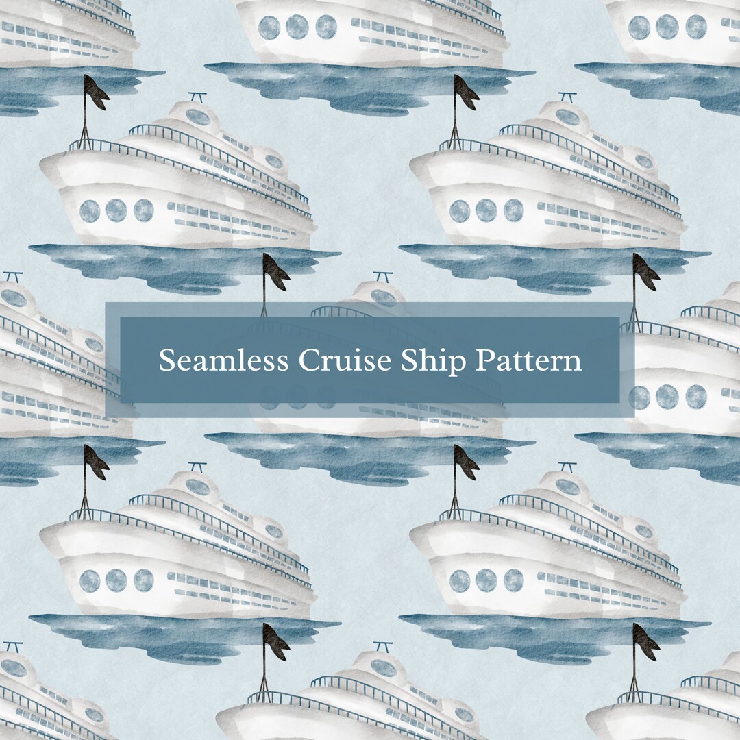 Seamless Watercolor Cruise Ship Pattern | Instant Download Boat, Yacht ...