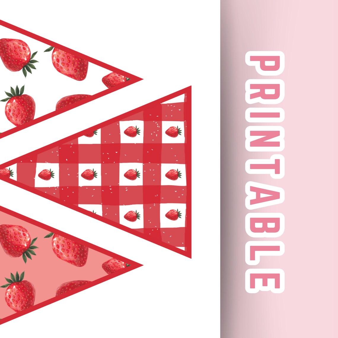 Printable Strawberry Banner Berry Sweet, Berry First Birthday Party ...