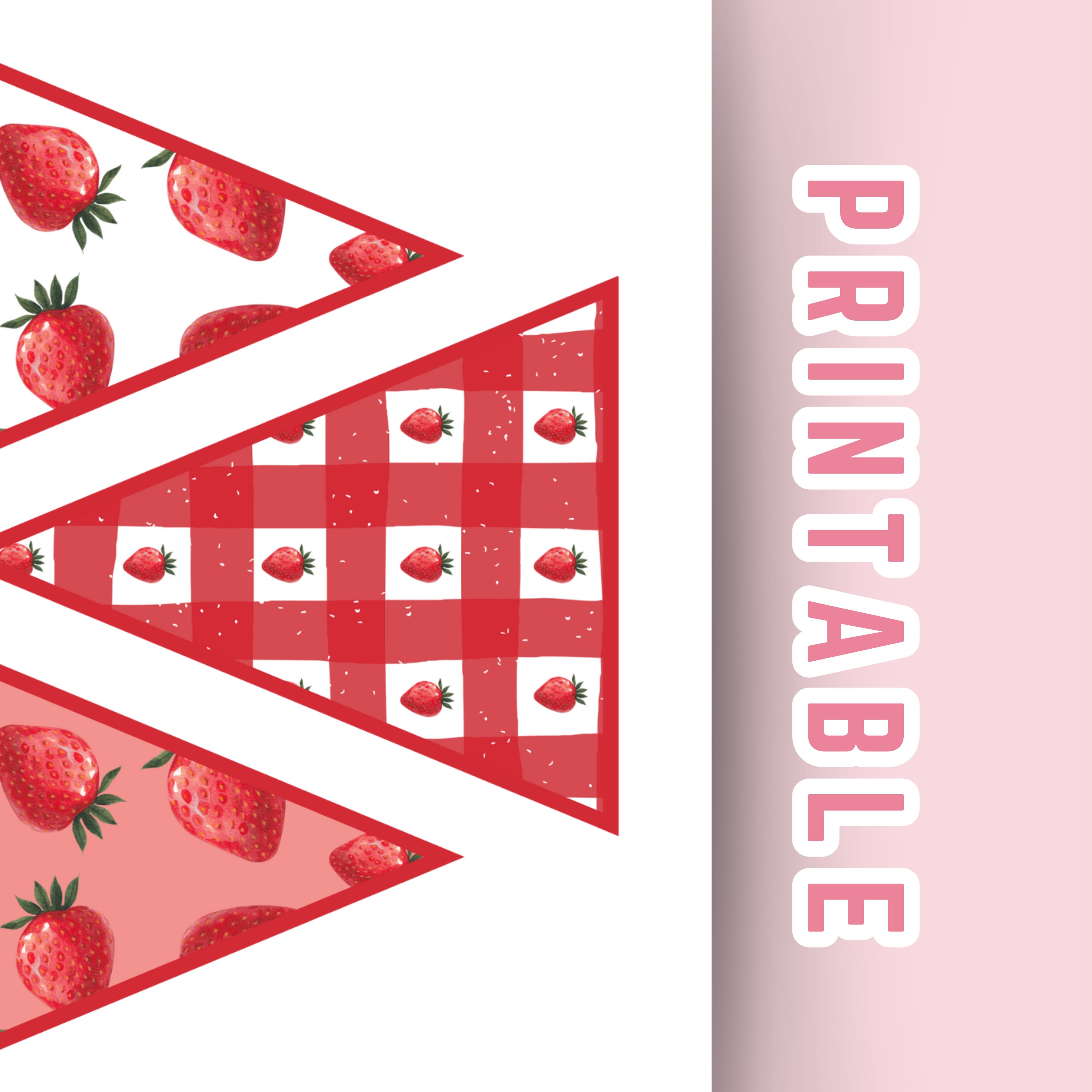 Printable Strawberry Banner | Berry Sweet, Berry First Birthday Party ...