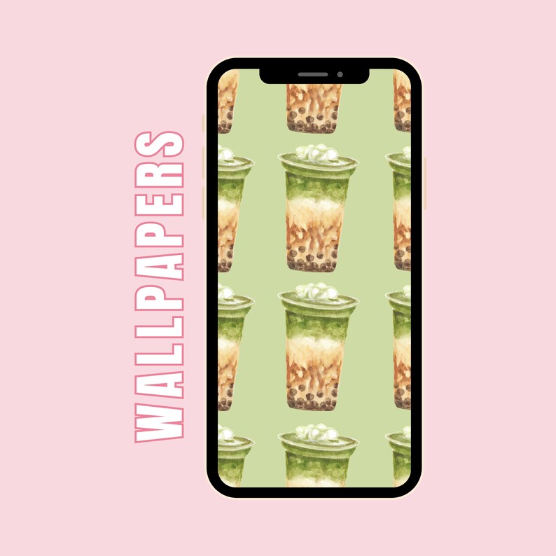 Boba Tea Themed Seamless Digital Paper Bundle Instant Download Matcha ...
