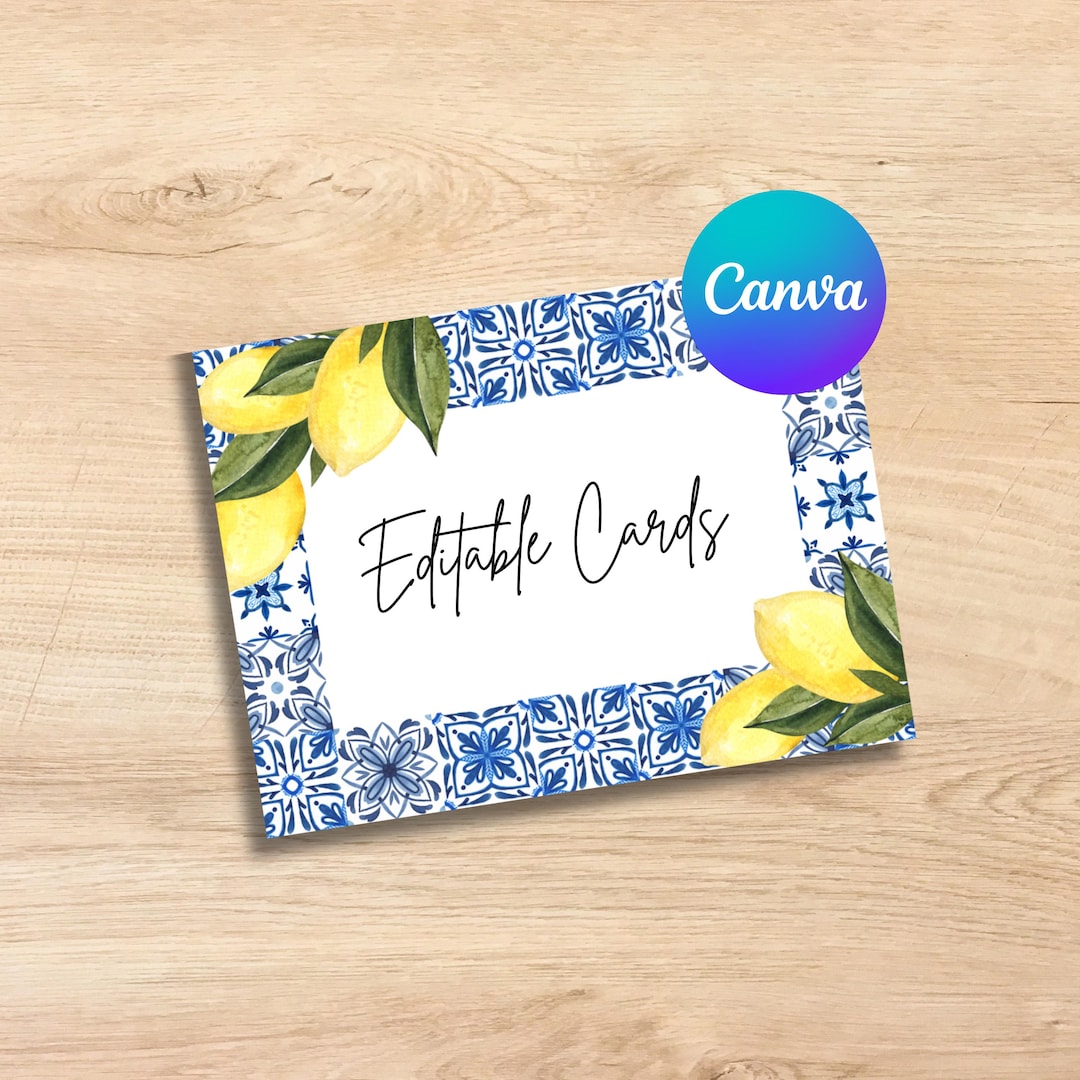 Editable Mediterranean Tile Food Labels, Name Cards | Custom Blue ...