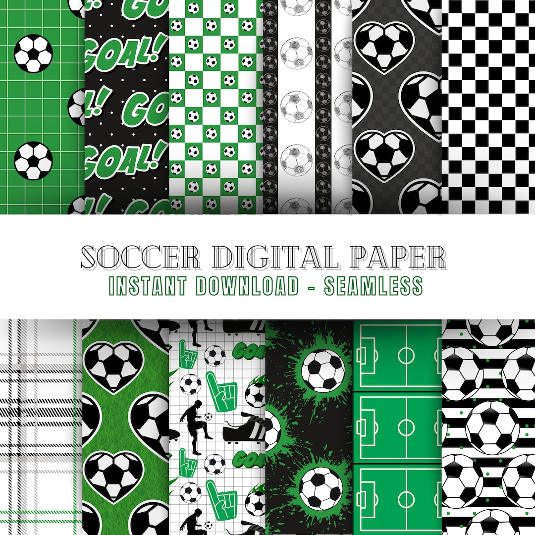 Seamless Soccer Digital Paper Bundle | Instant Download, Printable ...
