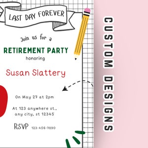 Editable Teacher Retirement Party Invitation | Instant Download, Custom ...