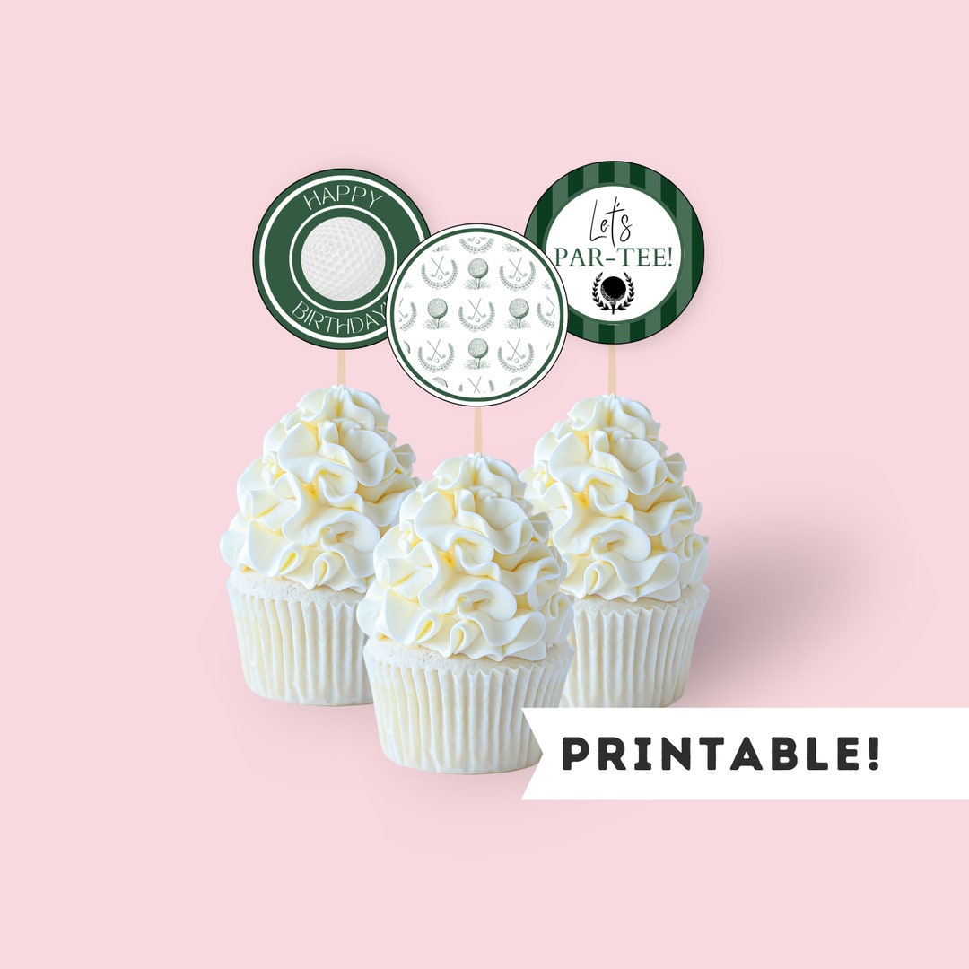 Printable Golf Themed Birthday Party Cupcake Toppers Let's Par-tee Golf ...