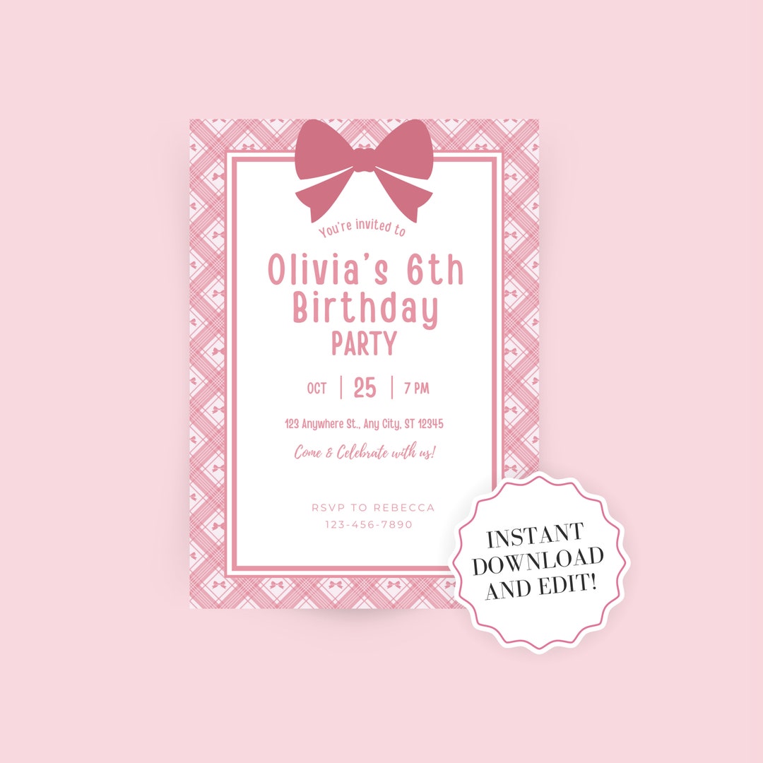 Editable Birthday Party Invitation Template Girly Core, Ballet Core ...
