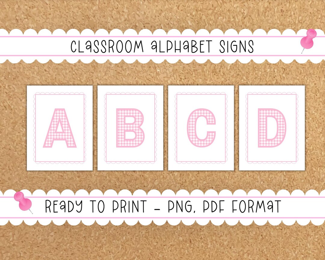 Printable Alphabet Signs for Classroom A - Z, PNG, PDF | Classroom ...