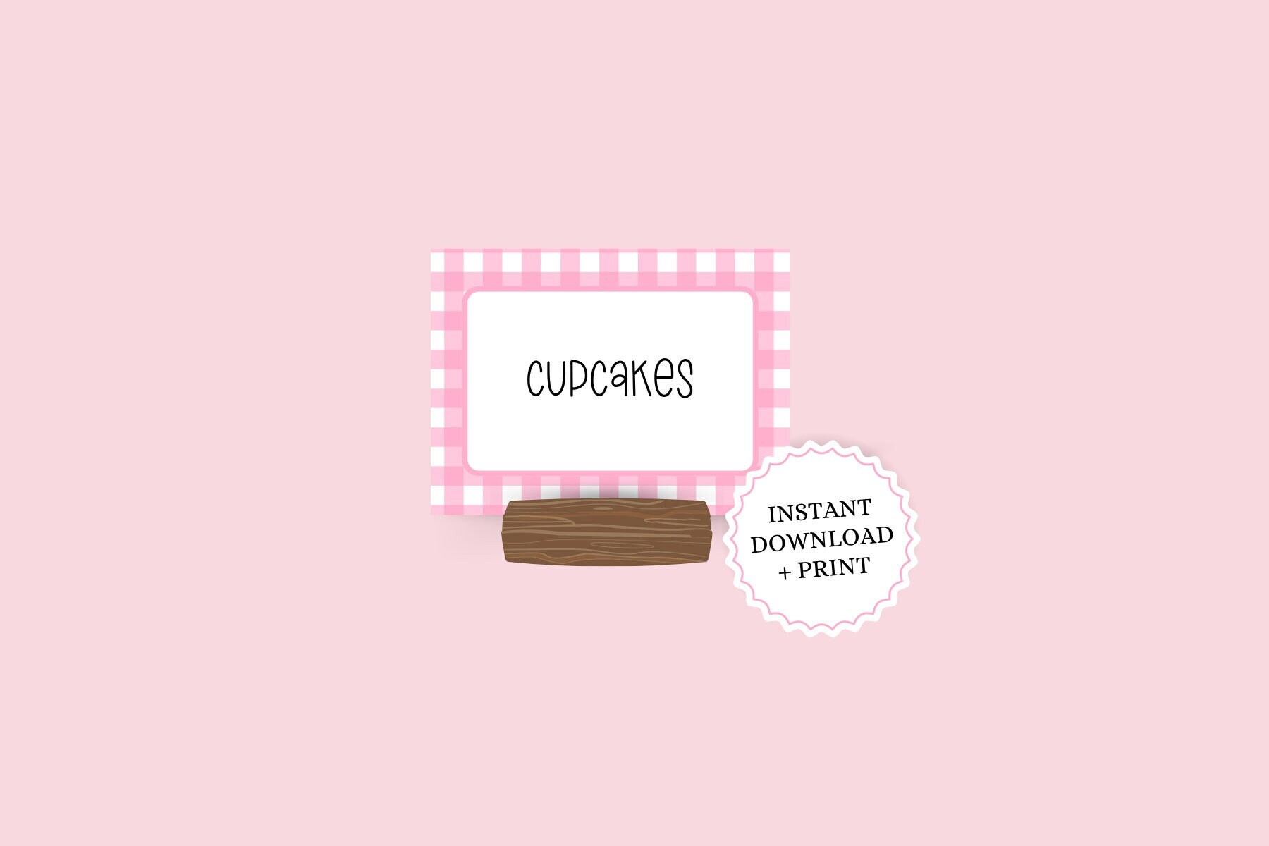 Printable Pink Gingham Food Labels, Name and Table Cards Coquette ...