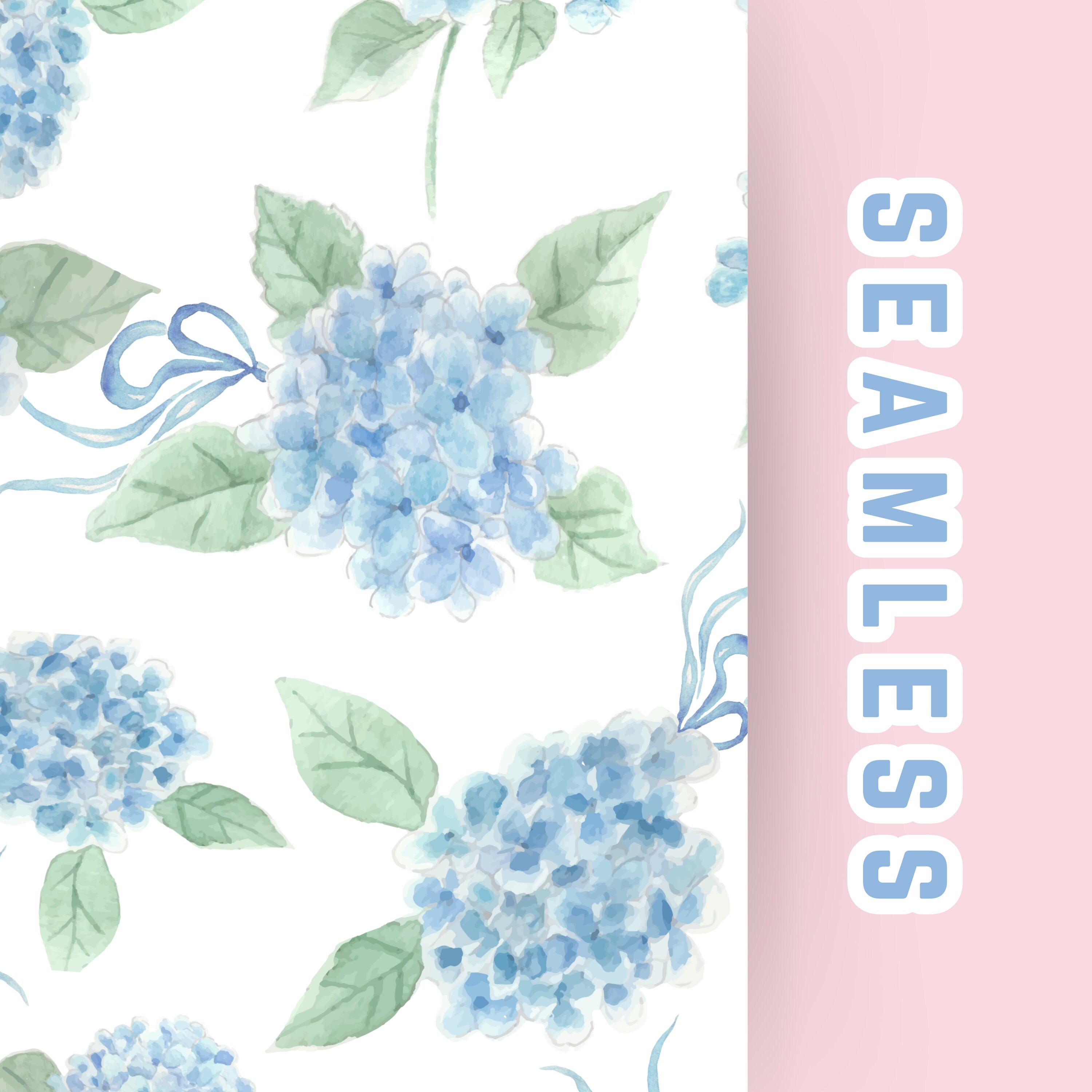 Seamless, Printable Blue Hydrangea Pattern, Digital Paper, Wall Art ...