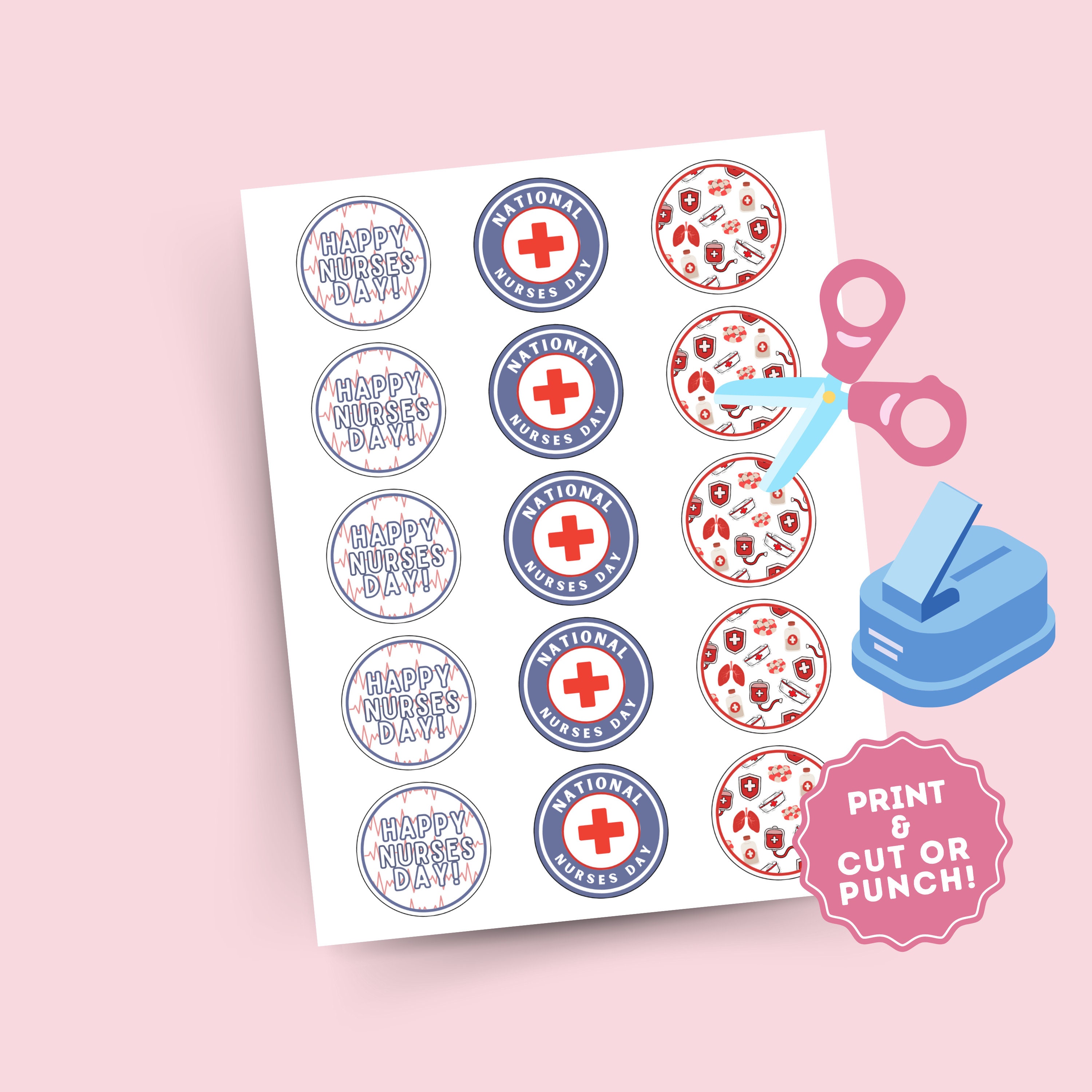 Printable National Nurses Day Cupcake Toppers | 2024 Happy Nurses Day ...