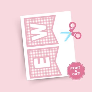 Printable Welcome Home Banner, Pink Gingham Pattern, PDF, PNG | New ...