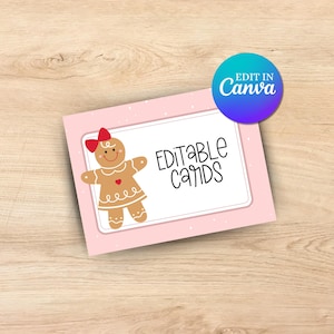Editable Pink Gingerbread Food Labels, Name, Table Cards | Christmas ...