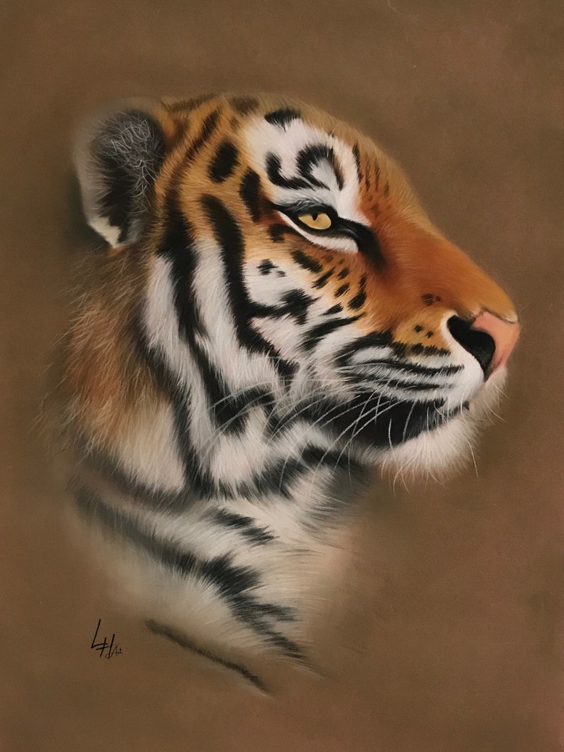 Original Tiger Pastel Painting Tiger Picture Big Cat Wall - Etsy UK