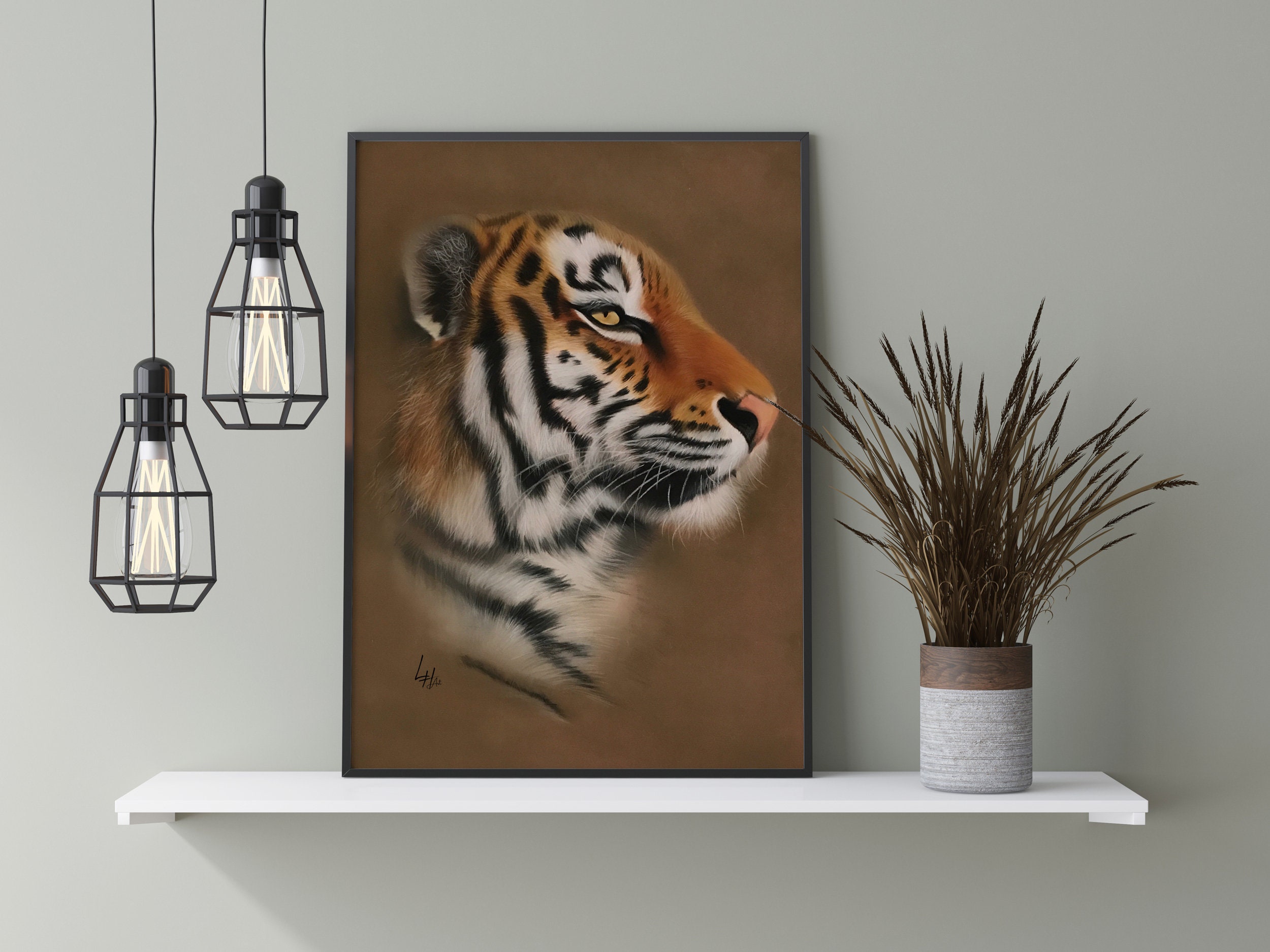 Original Tiger Pastel Painting Tiger Picture Big Cat Wall - Etsy UK