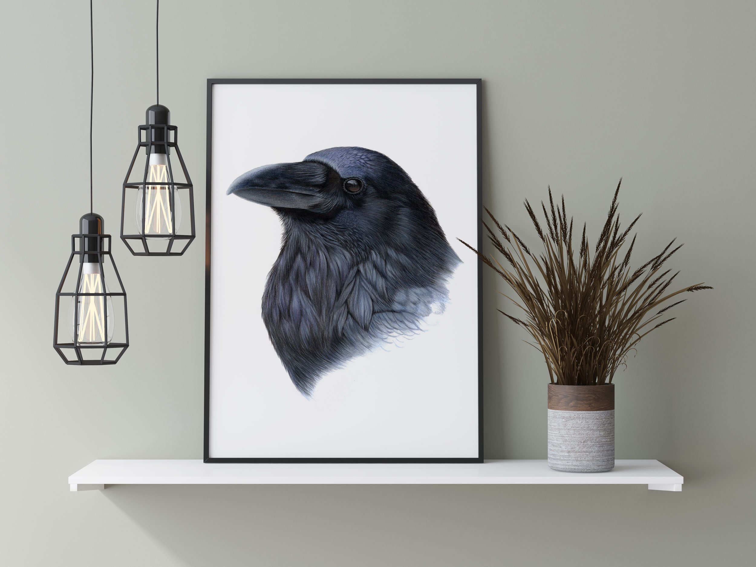Original Raven Ink and Coloured Pencil Drawing Raven Artwork - Etsy UK