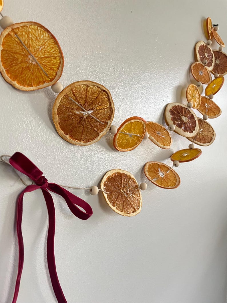 Dried Citrus Garland Fall Gift Hand-cut, Dehydrated Oranges Grapefruit ...