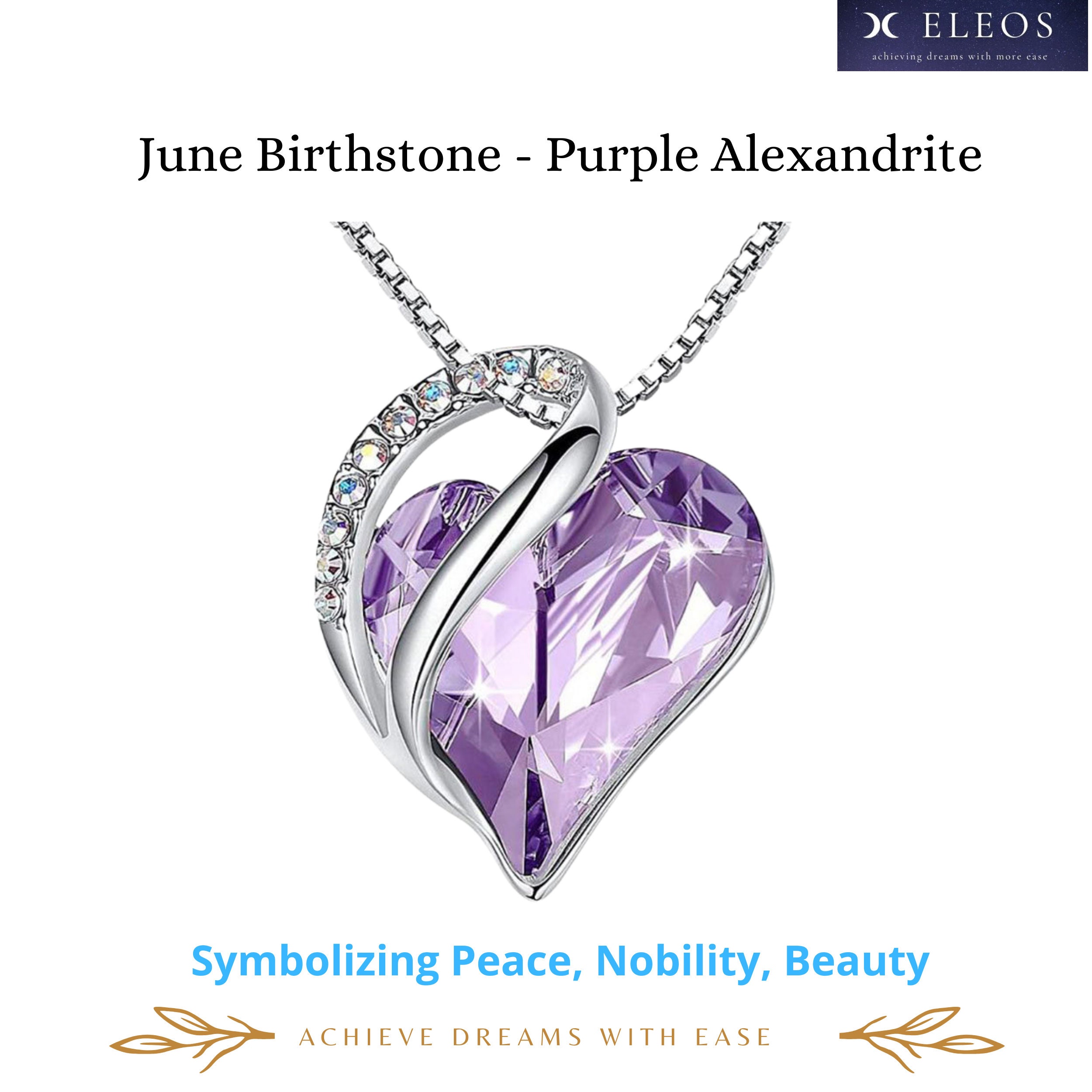 June Birthstone Necklace Purple Alexandrite Necklace, Heart Love Shape ...