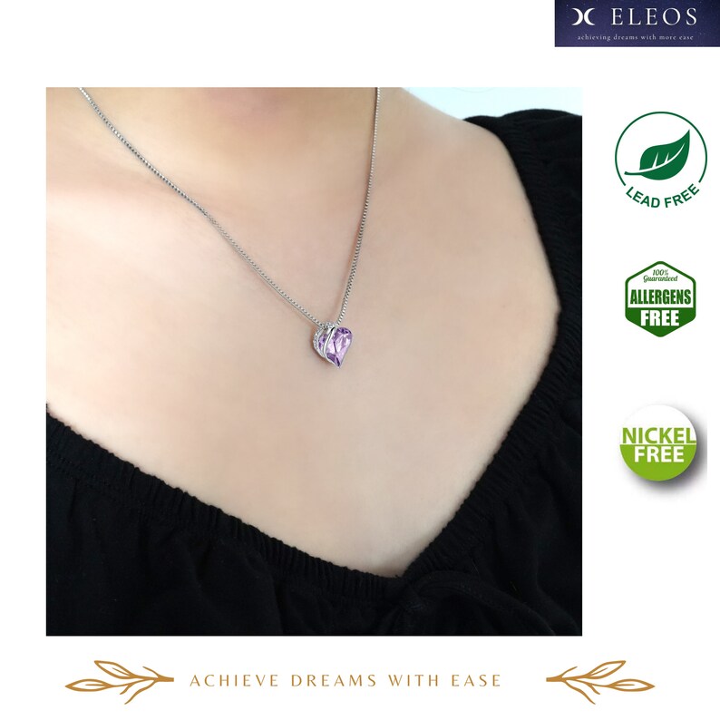 June Birthstone Necklace Purple Alexandrite Necklace, Heart Love Shape ...