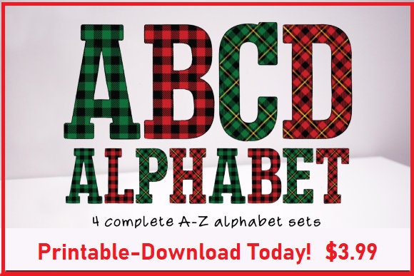 Christmas Plaid Alphabet, Christmas SVG, Plaid Letters, Buffalo Plaid ...