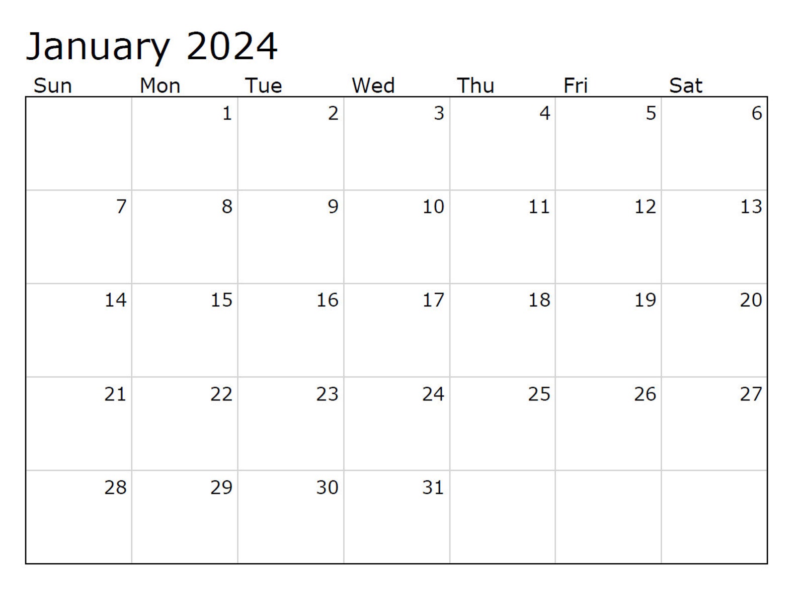 2024 Calendar, Printable Calendar, Downloadable Calendar, 2024 Monthly ...