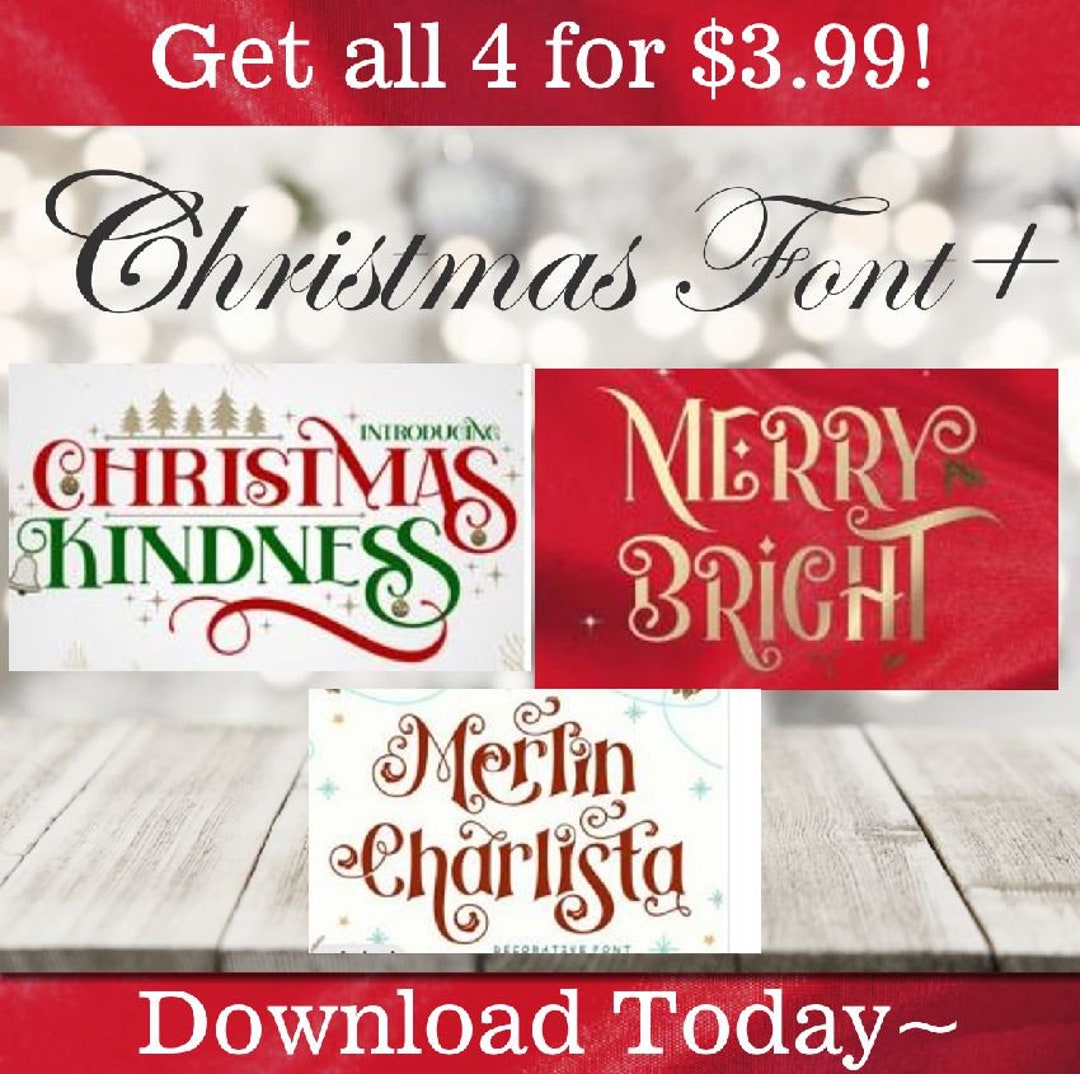 Christmas Font Bundle, Holiday Font Bundle, Great for Christmas Cards ...