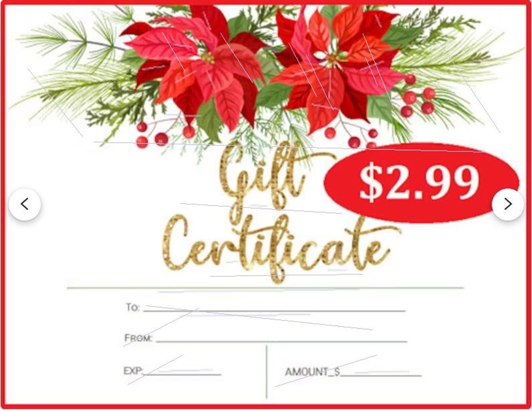 Gift Certificate, Gift Certificates, Printable Gift Certificate, Gift ...