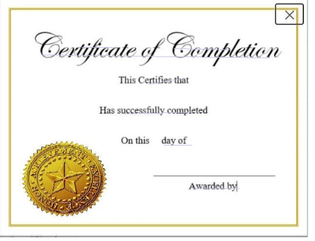 Certificate, Certificate of Completion, Editable in Word or Pdf ...