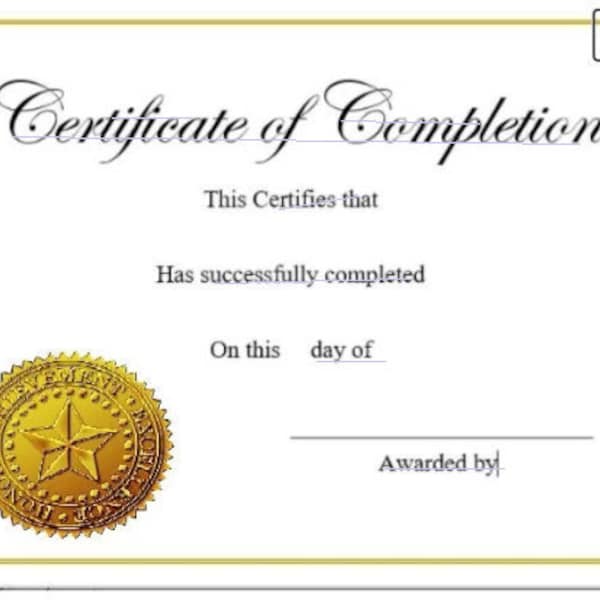 Certificate of Completion Seal - Etsy