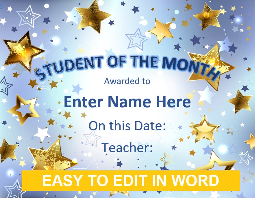 Certificate, Award, Student of the Month, Student Award, Easy to Edit ...