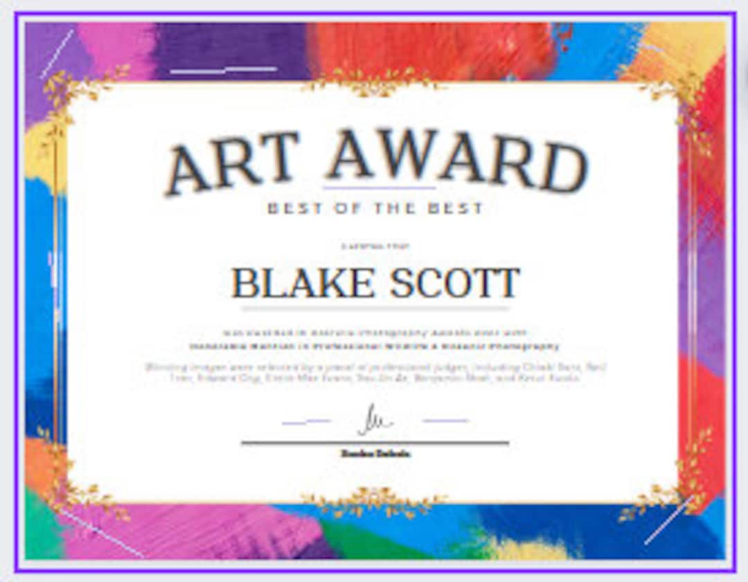 Art Award, Art Certificate, Best Art, Best of the Best Award ...